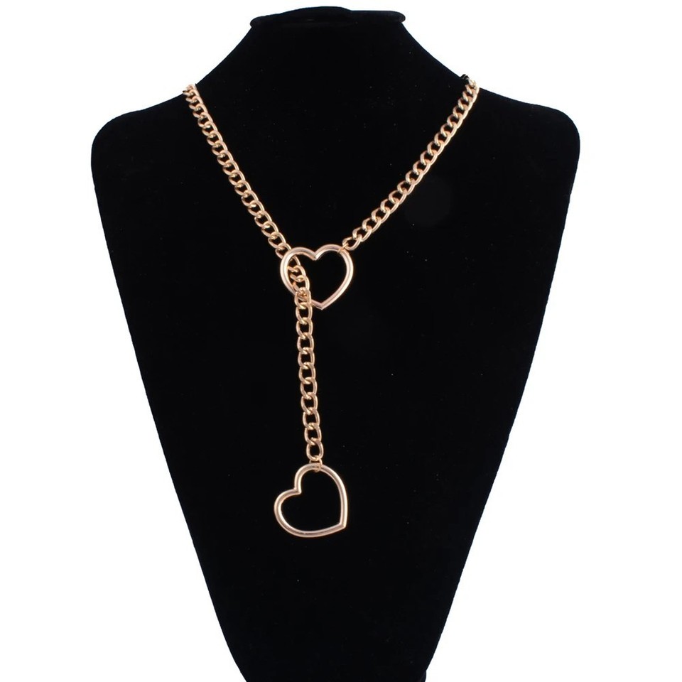 Heart Slip Chain Necklace For Women Punk Rock Love Chain Choker ...