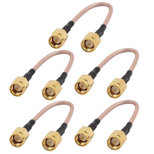 5 pc Gold SMA Male to SMA Male Adapter Connector RG316 Coaxial Cable ...