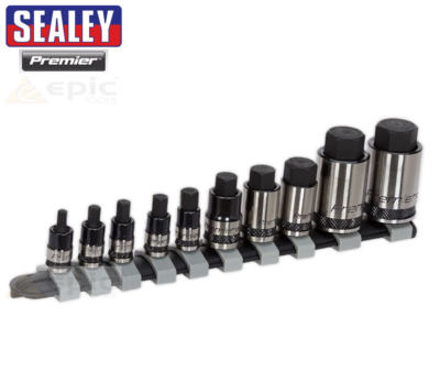 Sealey 10 Piece Stubby/Short Hex/Allen Key Socket Bit Set Black 4mm ...