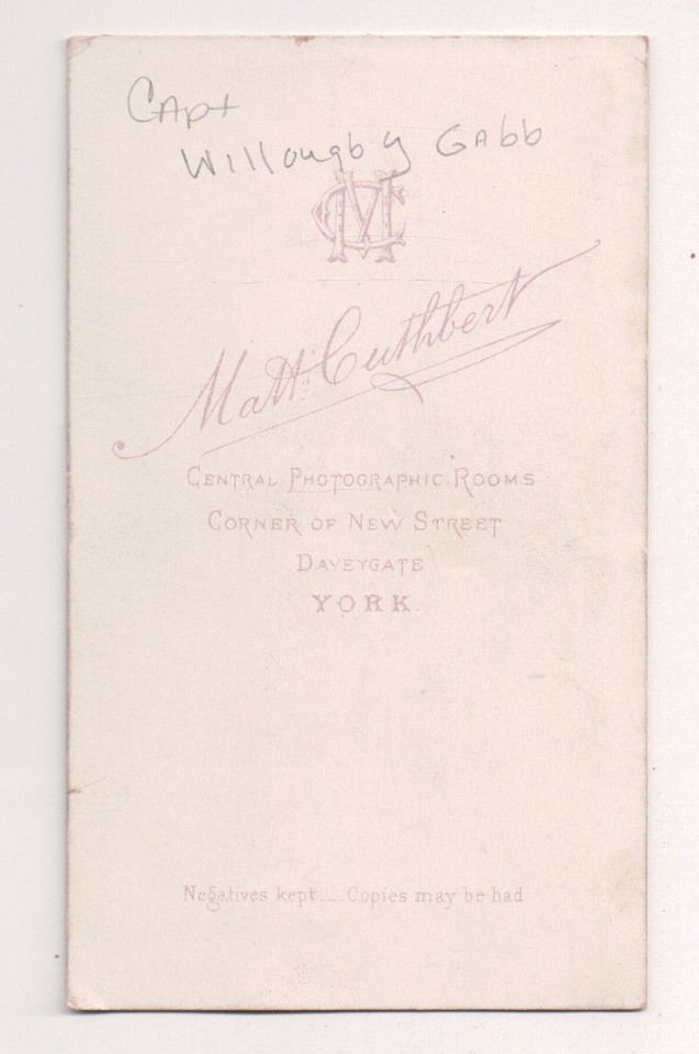 Vintage CDV Captain Willoughby Gabb Matt Cuthbert Photo York England ...