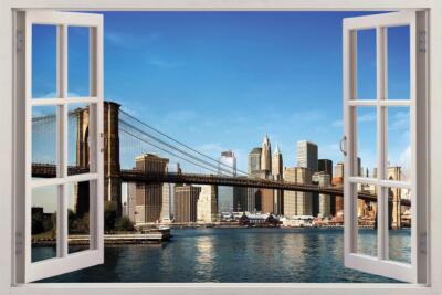 Brooklyn Bridge 3D Window View Decal WALL STICKER Decor Art Mural New ...