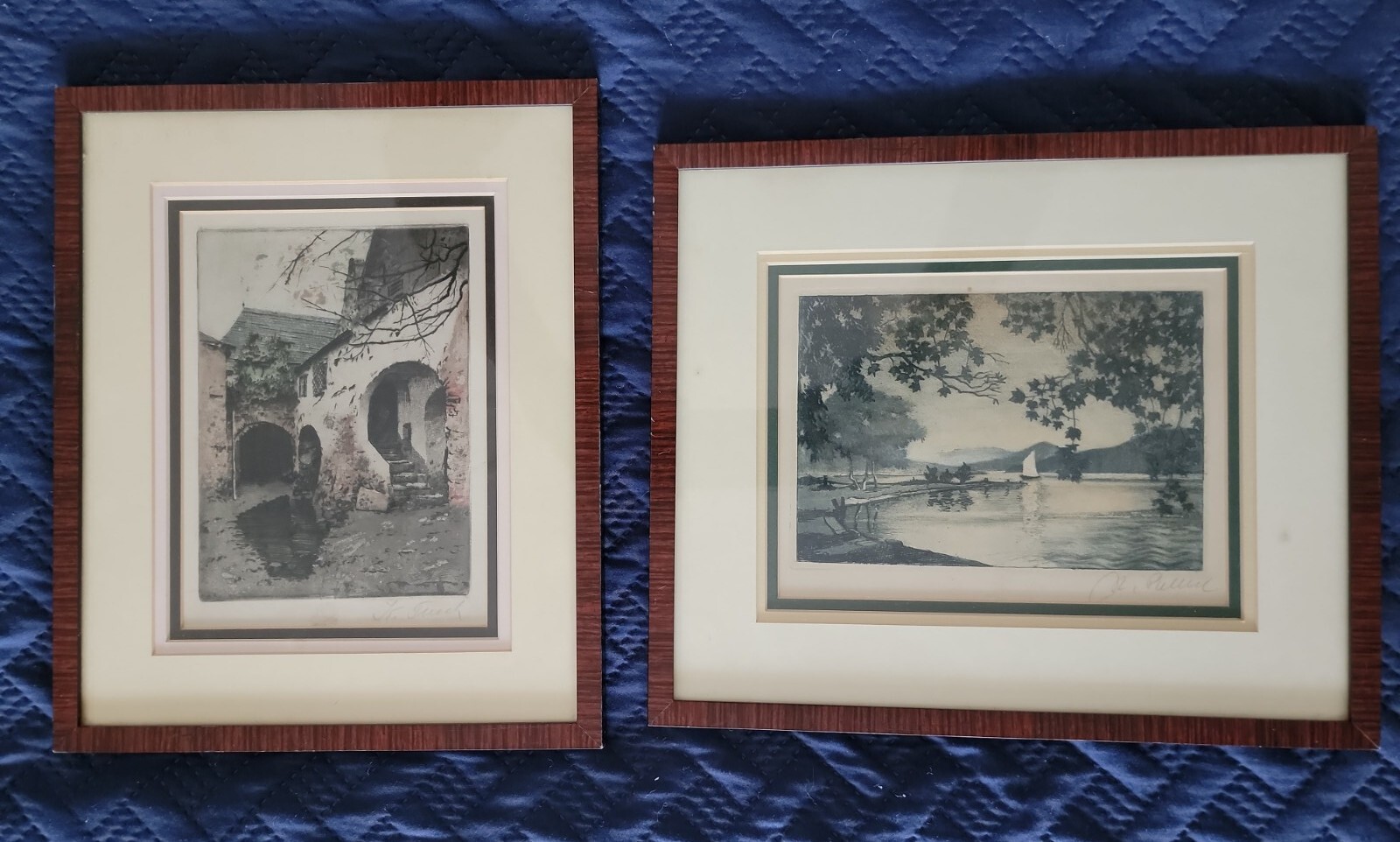 ANTIQUE ETCHING KARL TUCEK AQUA TINTED GRINZING & R POLLAK JAPANESE ...