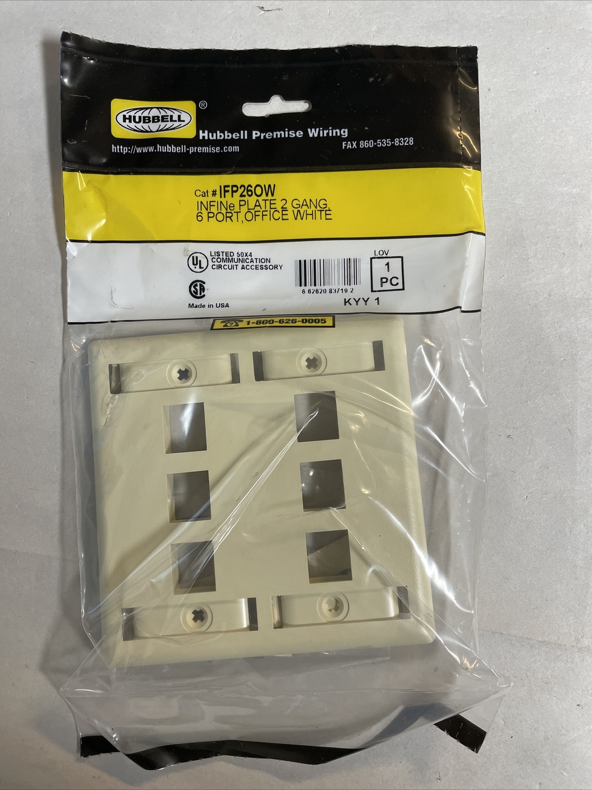 New Hubbell INFINe Plate 2 Gang 6 Port White | eBay