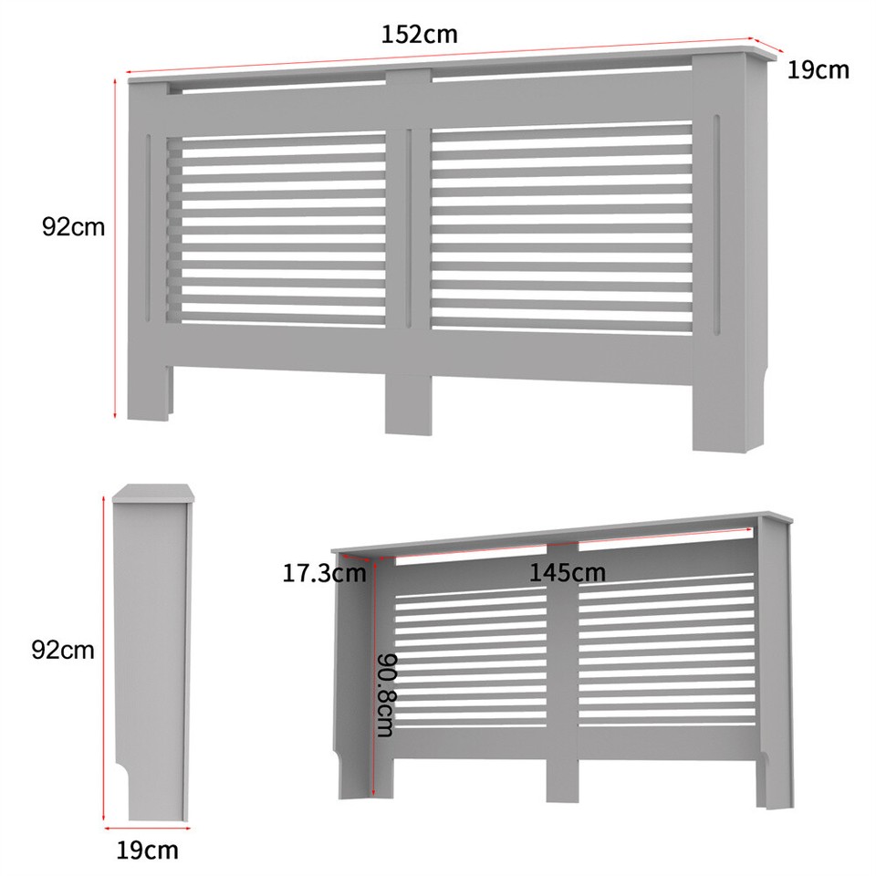 White/Grey Radiator Cover Shelf Cabinet Grill MDF Wooden Modern ...