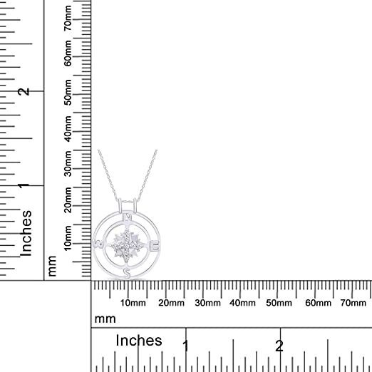1/10ct Natural Diamond Compass Pendant 18" Necklace in 925 Sterling Silver | eBay