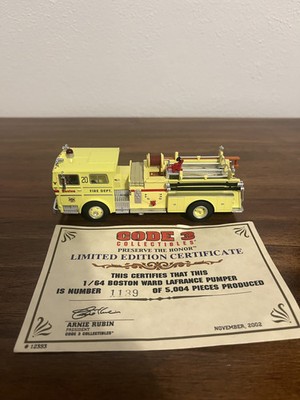 Code 3 Collectibles 1/64 Boston Ward Lafrance Pumper 20 #12393 *Loose ...