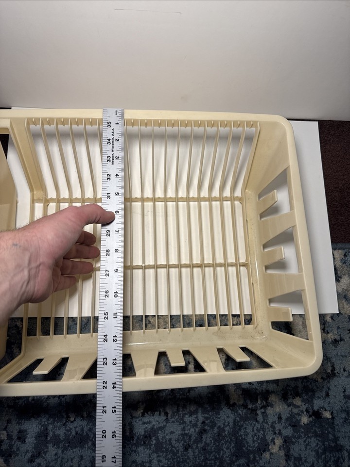Vtg Rubbermaid Dish Drain Drying Rack Beige Almond Plastic Large MCM ...