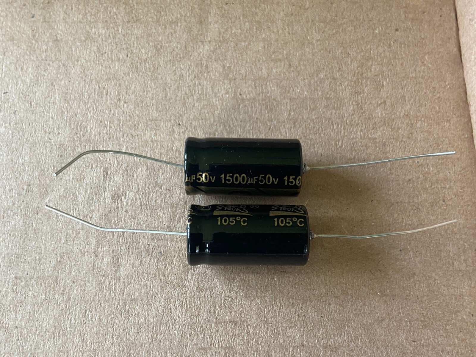 2 New Supertech 1500 uf 50v Axial Capacitors Guitar Tube Amp & Stereo ...