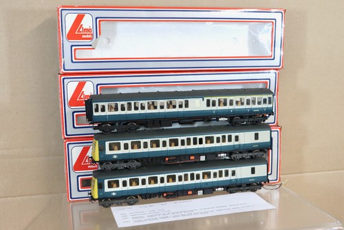 LIMA 205137 RE PAINTED BR BLUE GREY CLASS 117 DMU LOCOMOTIVE 3 CAR SET ...