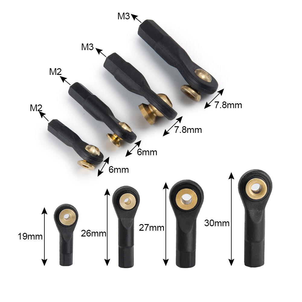 10stk Nylon M2 M3 Link Rod End Ball Joint Kugelkopf Kugelgelenk For RC ...