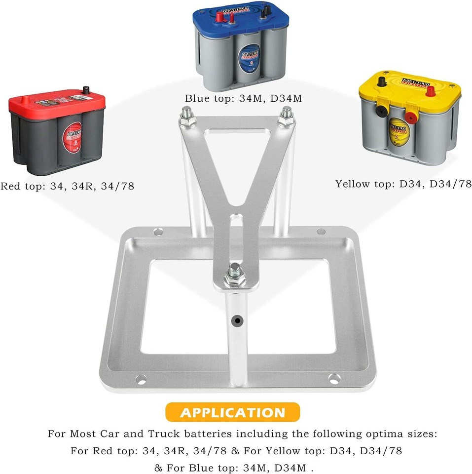 551181 Universal Aluminum Billet Battery Tray Hold Down Trunk ...