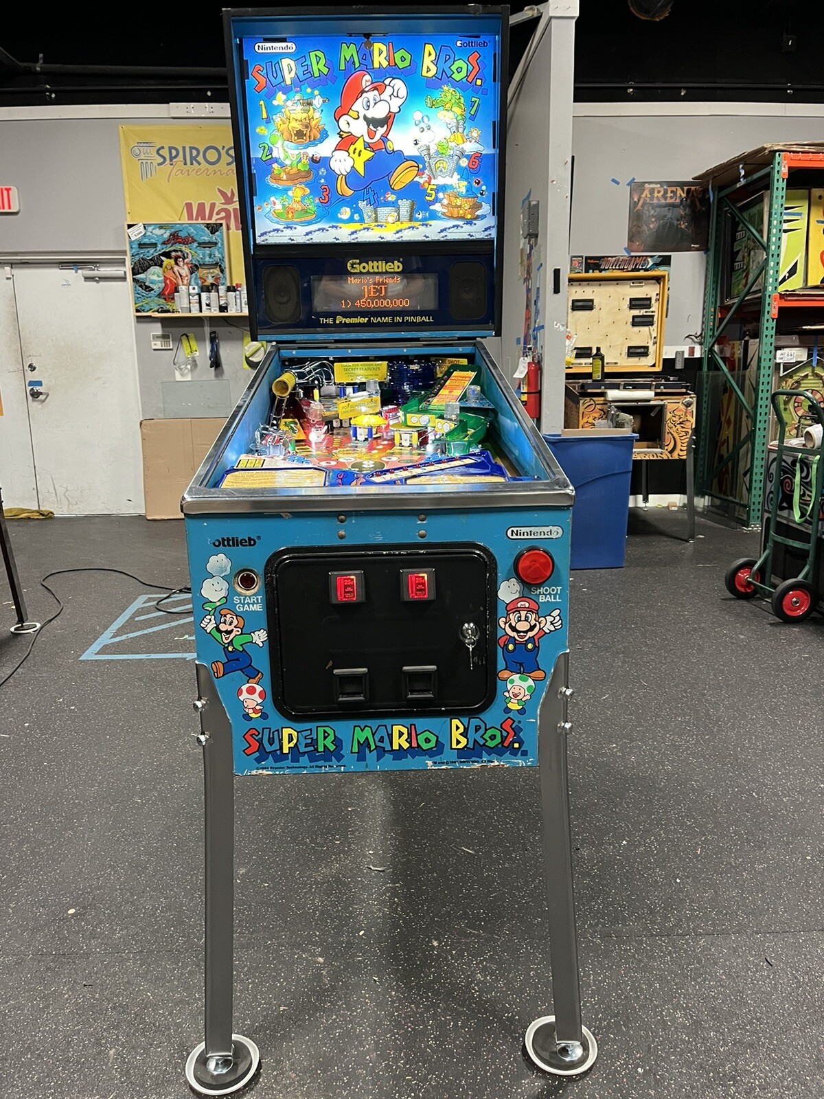 1992 SUPER MARIO BROS PINBALL MACHINE LEDS PROFESSIONAL TECHS BROTHERS ...