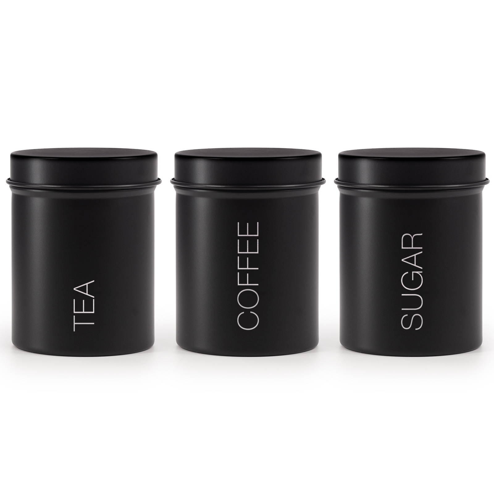 Set of 3 Airtight Tea Sugar and Coffee Storage Canister Jars, Black | eBay