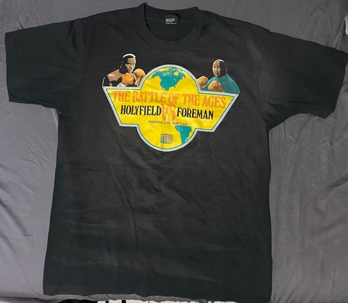 Vintage Evander Holyfield vs George Foreman T-Shirt Trump 1991 Screen ...