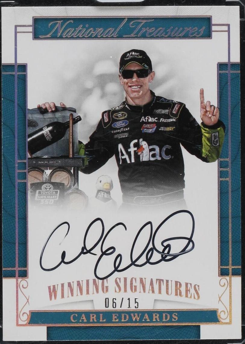 2017 Panini National Treasures - Winning Signatures Carl Edwards #WS-CE ...