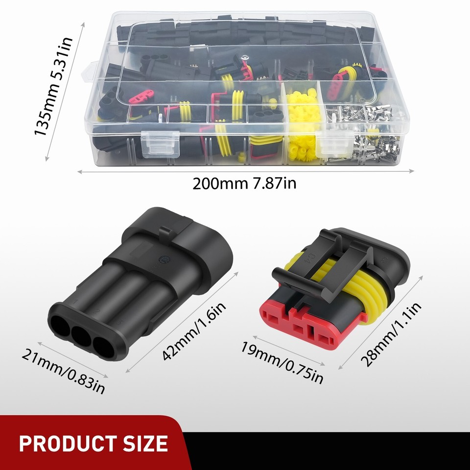 Nilight 280PCS 3 Pin Electrical Connector ?Plug Male Female Terminal ...