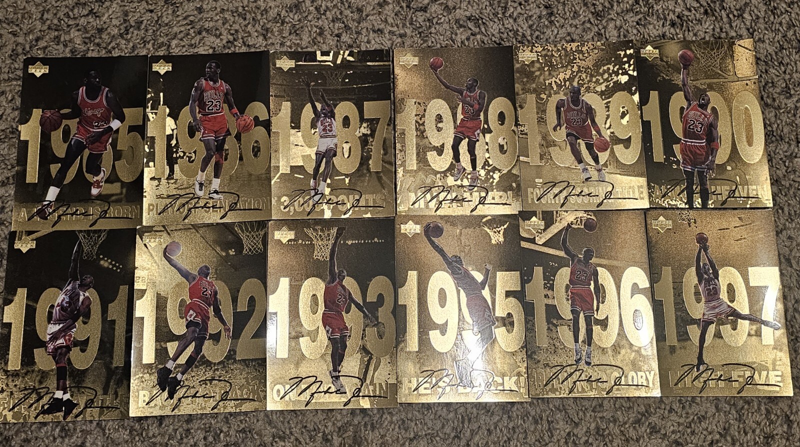 Michael Jordan Upper Deck Gold Refractor Cards Full Set of 12- Rare | eBay