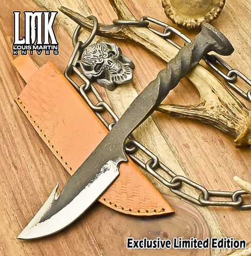 LMK Forged Rail Road Knife AUS-8 Steel Carbon Engraving Fishing Rare | eBay