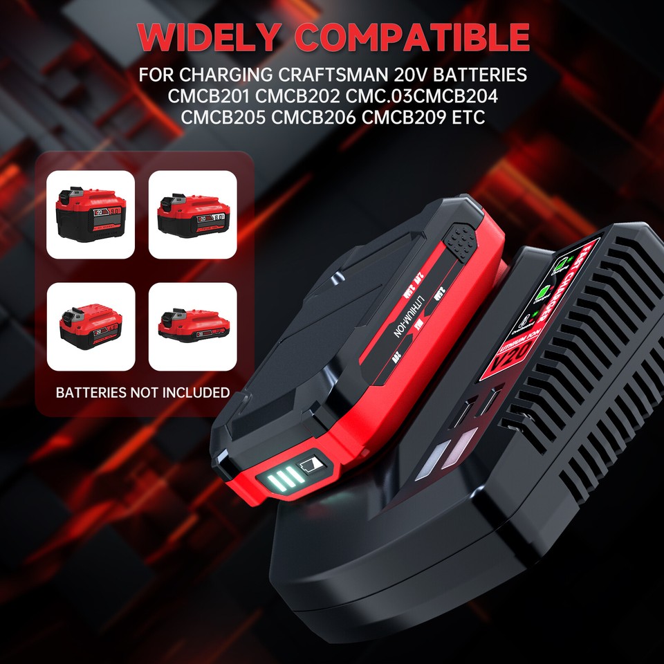 20Volt 8 Ah For Craftsman V20 Lithium CMCB205 CMCB204 CMCB202 Battery ...