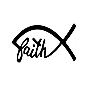4" FAITH FISH Vinyl Decal Sticker Car Window Laptop Religion God Jesus ...