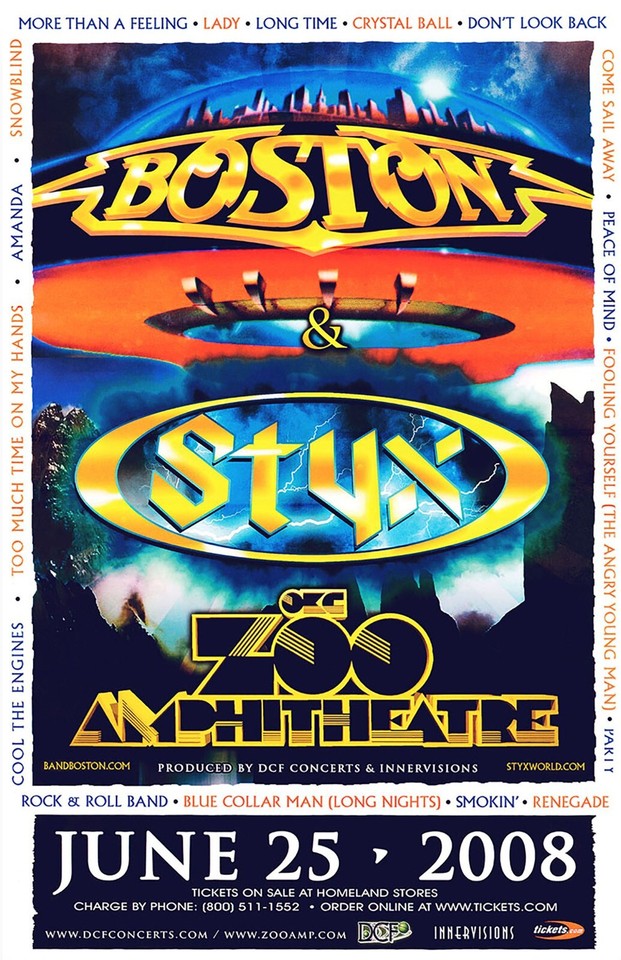 Boston and Styx 2008 ZOO Amphitheatre Concert Poster 11 X 17 Framed | eBay