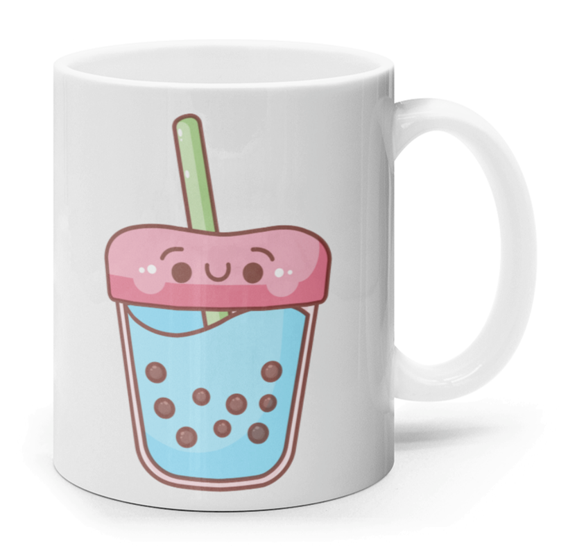 Kawaii Bubble Tea mug Clipart mug, Boba mug Drinks Smiley Faces cute ...