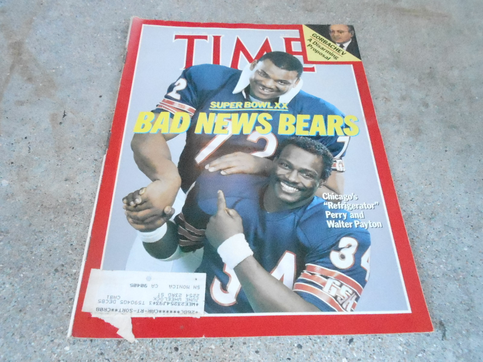 JAN 27 1986 TIME news magazine - CHICAGO BEARS - FRIDGE - WALTER PAYTON ...