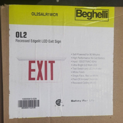 Beghelli Recessed Edgelit LED Exit Sign OL2SALR1WCR | eBay