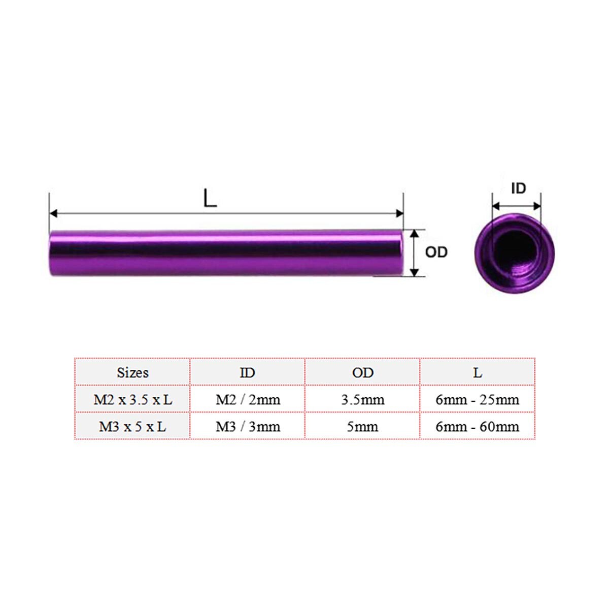 Purple M2 M3 Aluminum Round Threaded Sleeve Standoff Pillar Long Nuts ...