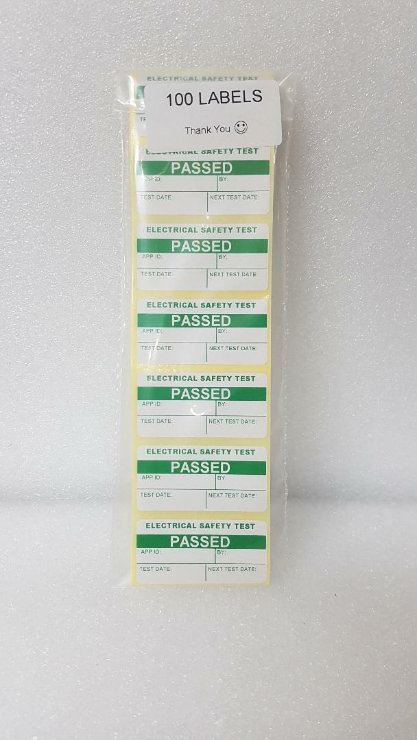 100 PAT Test Pass Stickers Label PASSED Portable Appliance Testing ...