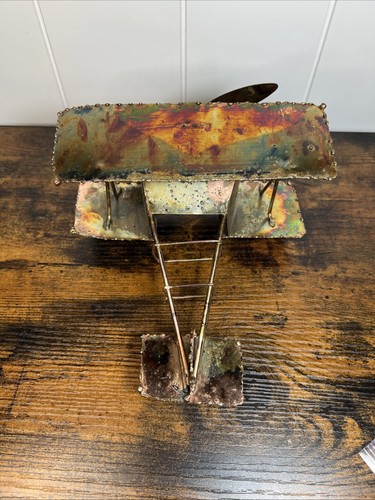 Berkeley Designs Copper Wire Airplane Music Box Metal Propeller Wind-Up ...