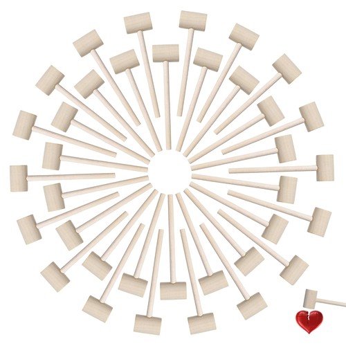 36 Pieces Mini Wooden Breakable Heart Hammers for Chocolate Small Wood ...
