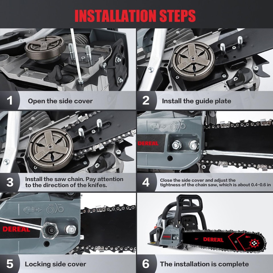 62CC Gas Chainsaws 2-Stroke Gasoline Chainsaw 20-Inch Gas Powered ...