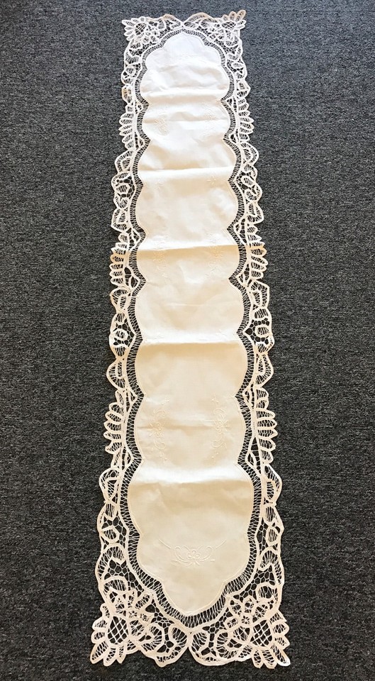 Embroidered Cotton Lace Battenburg Placemat Table Runner Wedding Party ...
