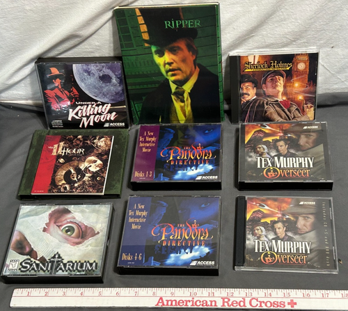 Lot 7 vtg PC games CRIME MYSTERY Tex Murphy RIPPER Sanitarium 11th HOUR ...