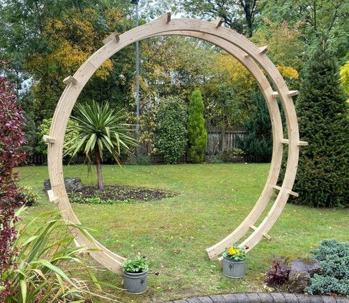 Moon Gate Flower Circle Wood Garden Circular Arch Archway Oriental ...