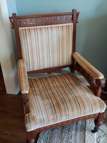 Antique Upholstered Victorian Living Room Parlor Armchair c.1880 | eBay