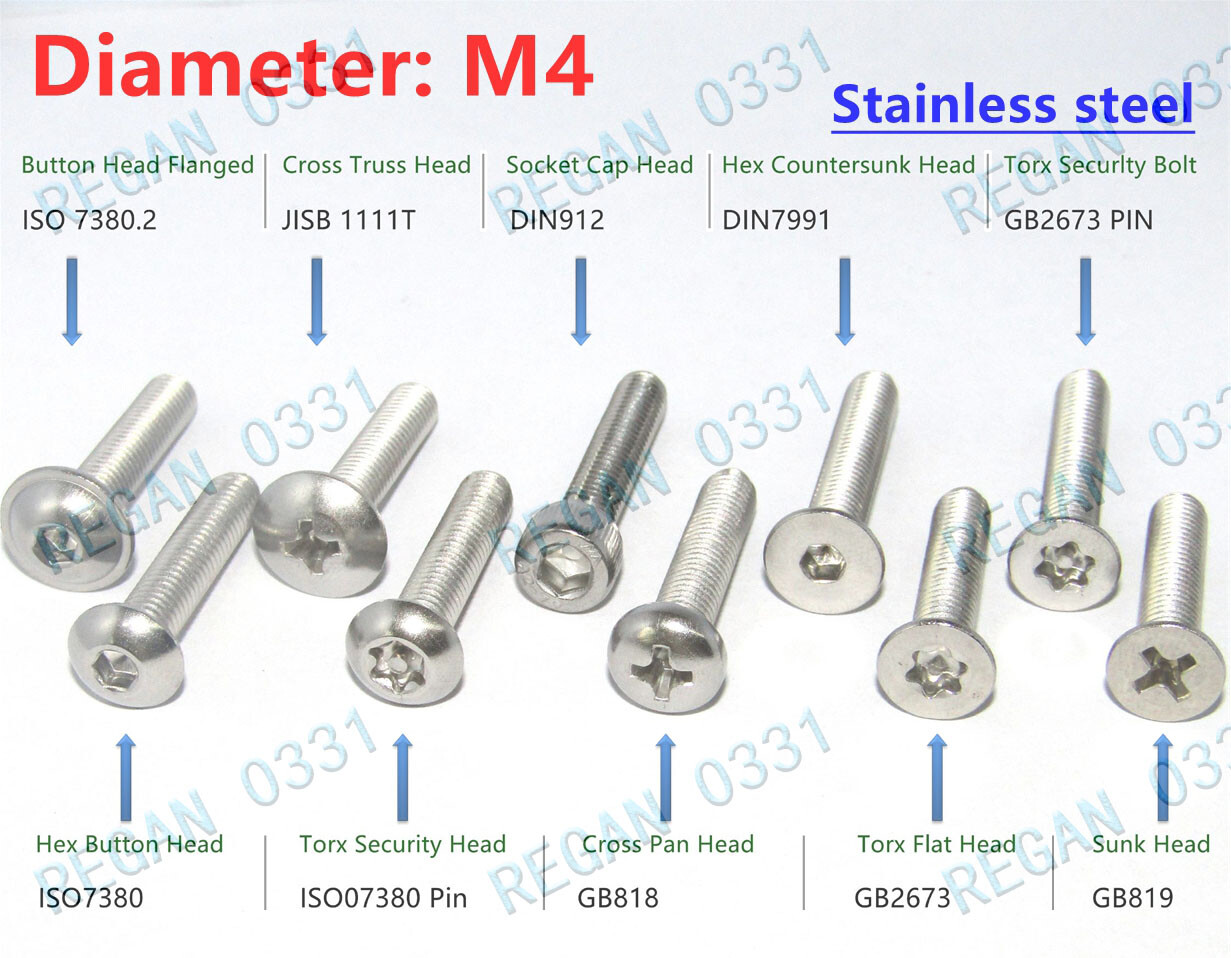 M4 Cap Head,Button Head,sunk head,Pan Head,Truss Head,Torx Head Screw ...