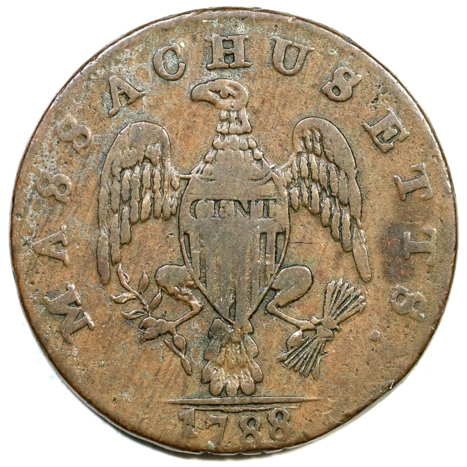 1788 1-D R-3 Massachusetts Cent Colonial Copper Coin | eBay