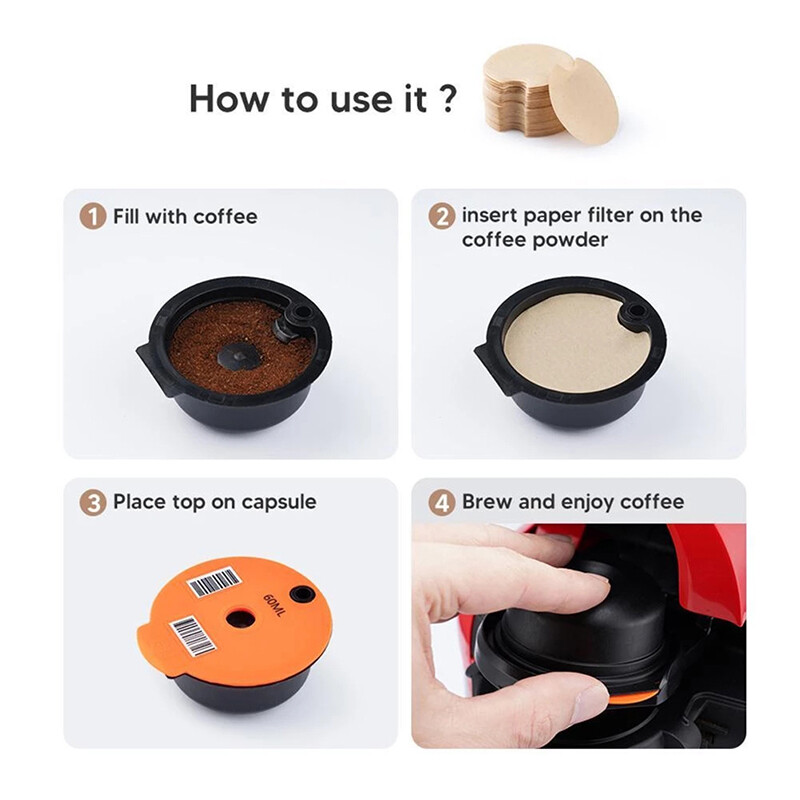 20/50PC Disposible Paper Filter Paper Reusable Tassimo/Nespresso Coffee ...