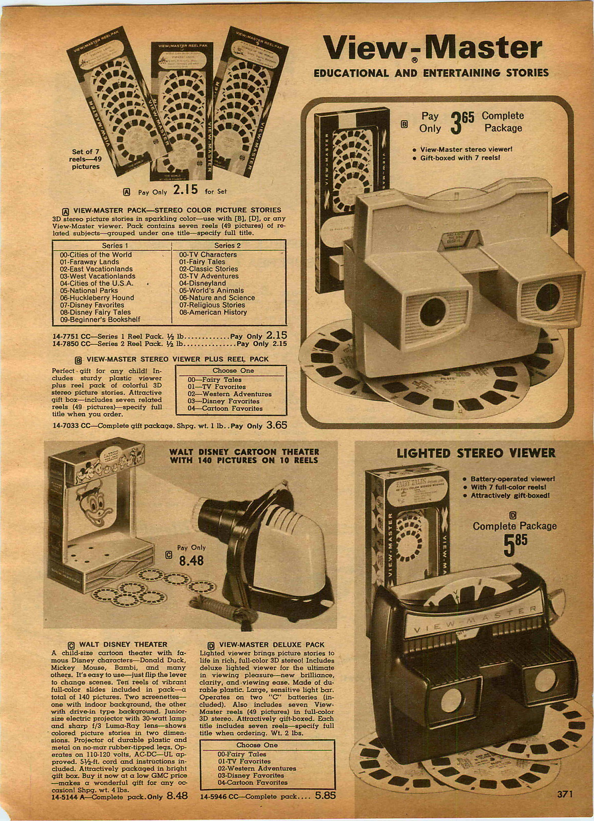 1962 PAPER AD View Master Viewmaster Deluxe Pack Walt Disney Theater ...