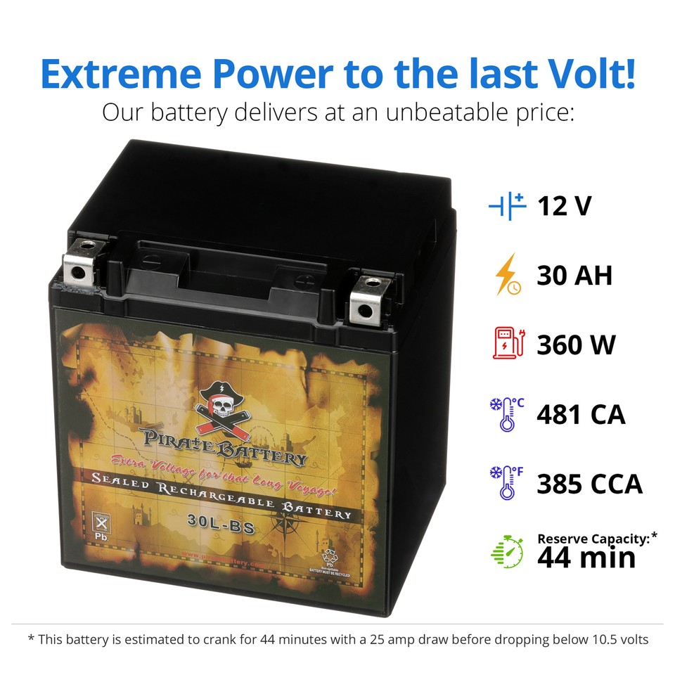 YTX30L-BS Battery High Performance UTV Battery for Polaris, Arctic Cat ...