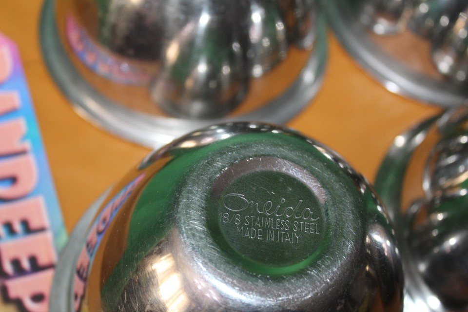Vintage TWA Oneida 4 Piece Stainless Steel Serving Food Airline Bowls ...