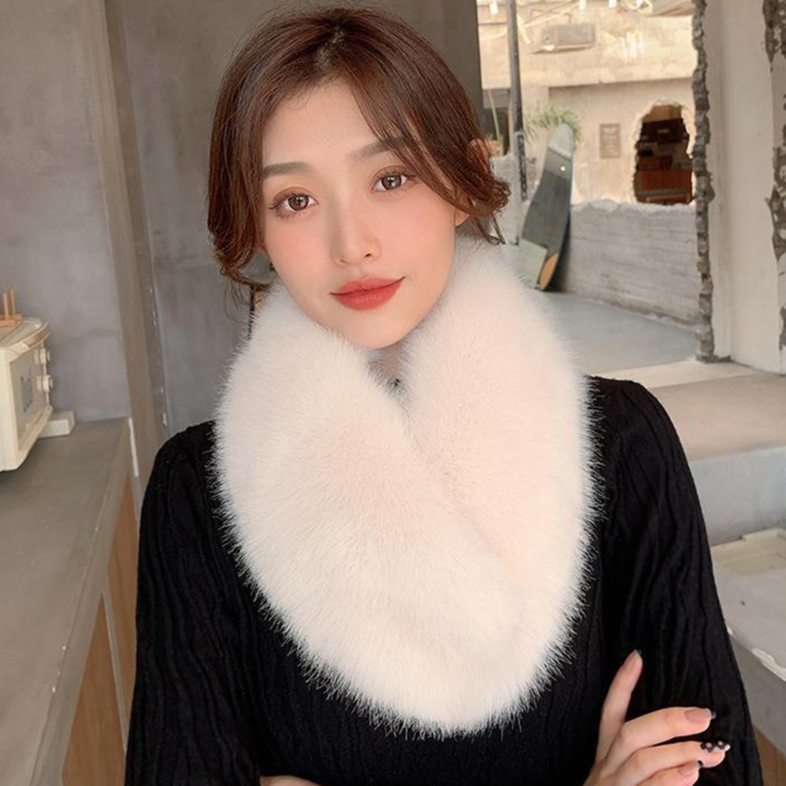 Winter Scarf Warm Anti-freeze Winter Coat Faux Fur Collar Scarf Skin ...