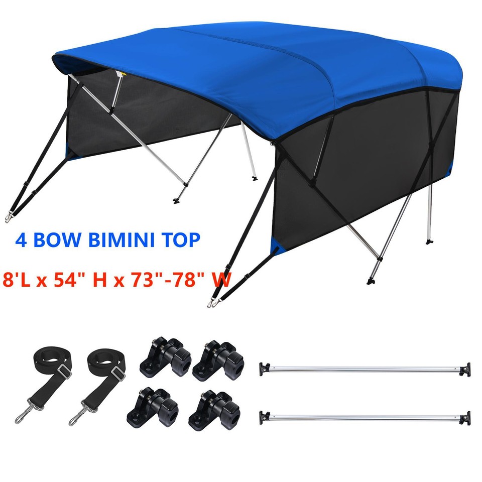 750D Bimini Top 3 Bow / 4 Bow Canopy Boat Cover 6ft / 8ft Long With ...