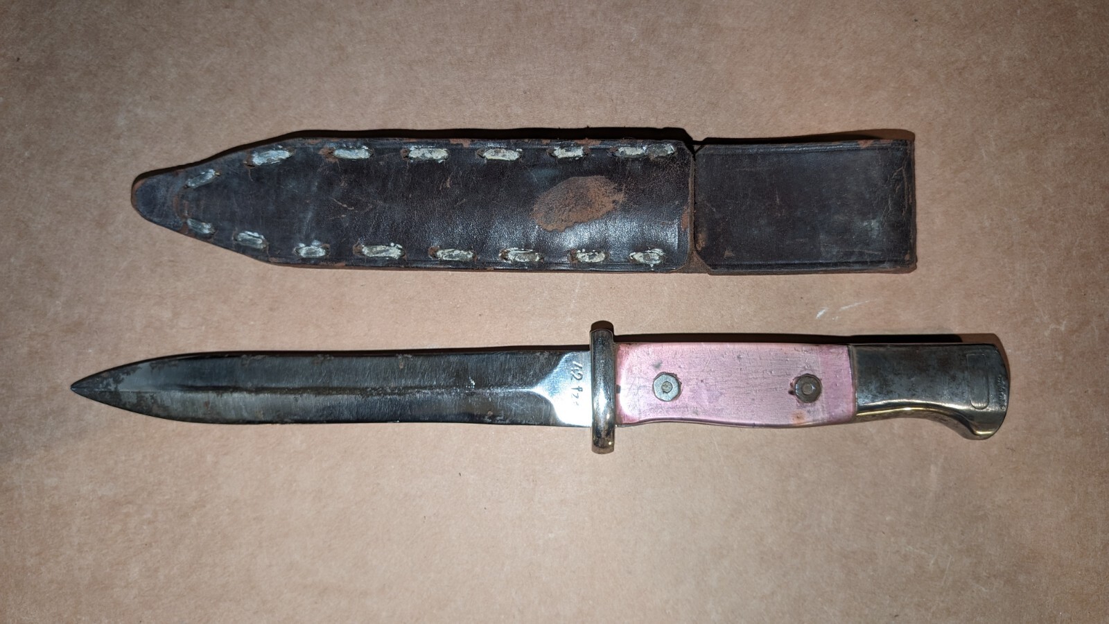 German WWII K/98 Bayonet modified handle & hand sewn leather sheath | eBay
