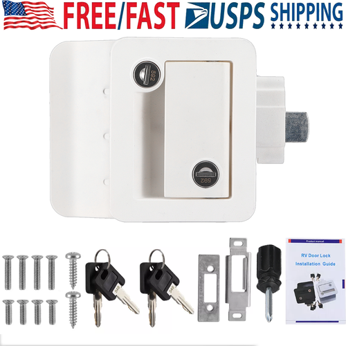 White RV Paddle Entry Door Lock Latch Handle Knob Deadbolt Camper ...