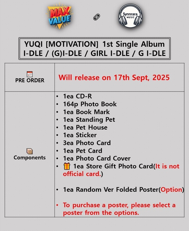 YUQI [MOTIVATION] 1st Single Album / CD+POSTER+Photo Book+Pet+House+4 ...