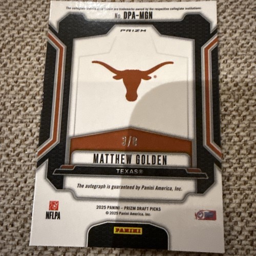 2025 Panini Prizm Draft Picks - Draft Picks Autographs Matthew Golden # ...