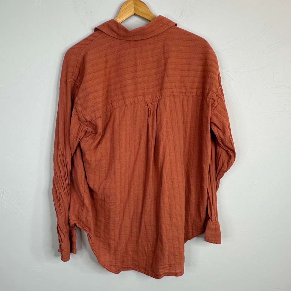 American Eagle Rust Orange Perfect Button-Up Shirt MEDIUM Orig $40 ...